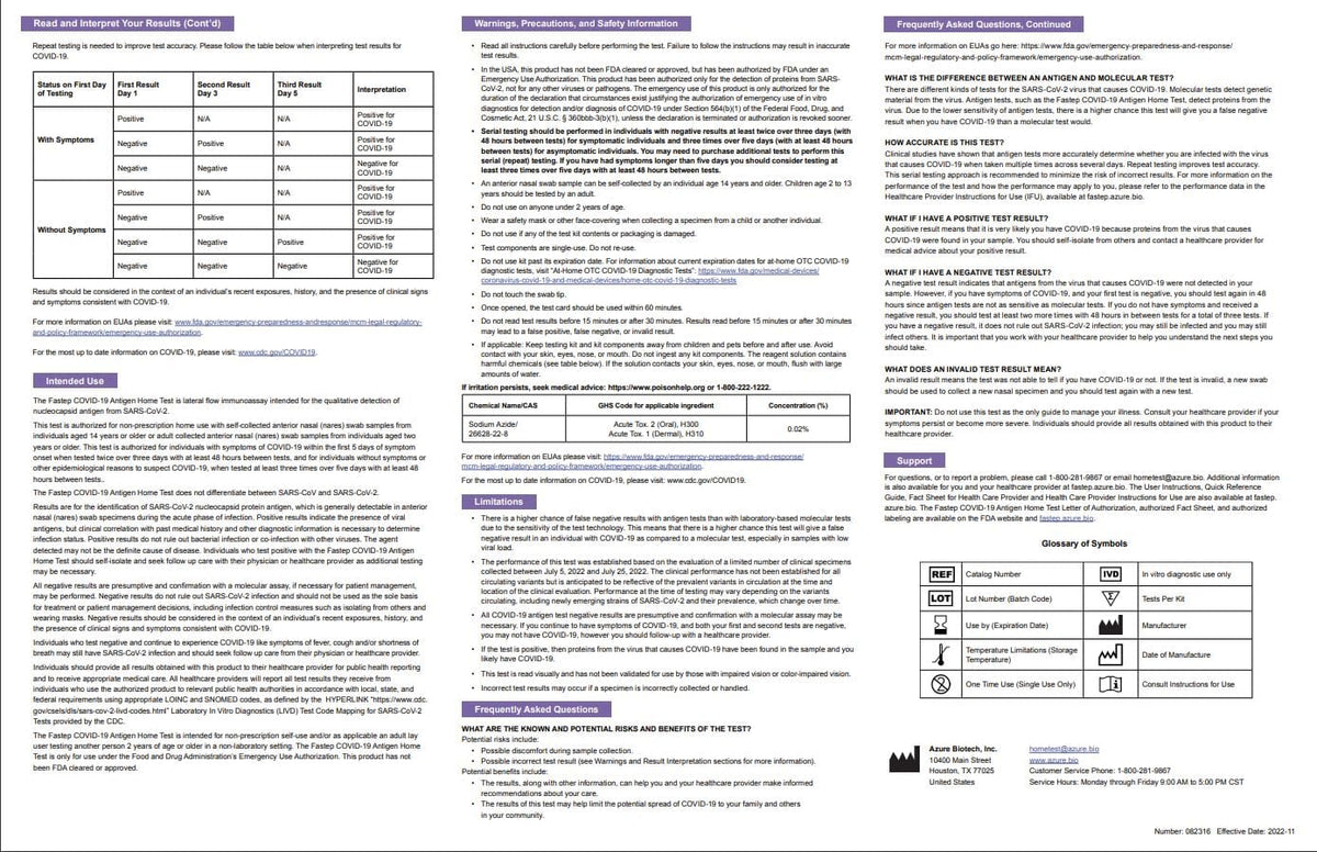 Fastep At Home COVID-19 Antigen Test - 2 Tests per Kit