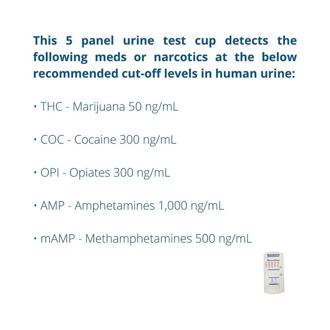 5 Panel Dip Card Drug Test - THC, OPI, AMP, mAMP, COC - (2 Pack)