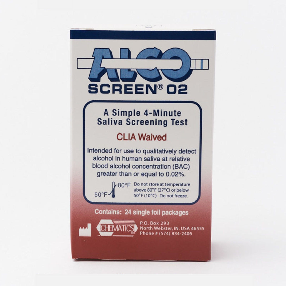 AlcoScreen 02 CLIA Waived DOT Approved Saliva Alcohol Screening Test S